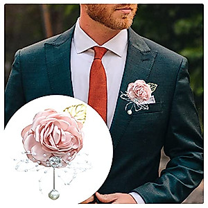 XAN Bridesmaid Wrist Flower Corsage Bride Silk Wrist Flower, with Artificial Pearl Bead Elastic Bracelet Wristband Gold Leaf, Used for Wedding Ball Hand Flower Decoration (Grey Combination)