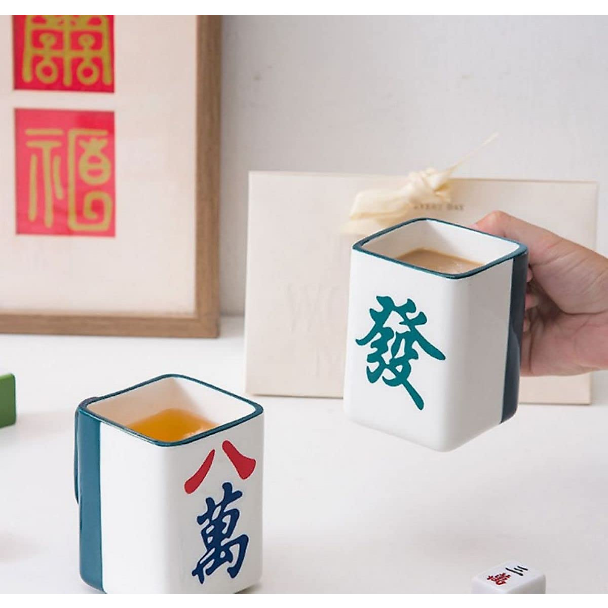 LmlJoo Mahjong coffee cup（400ml） Mahjong Gifts for Women and Men, Funny Gifts for Mahjong Lovers (Red)