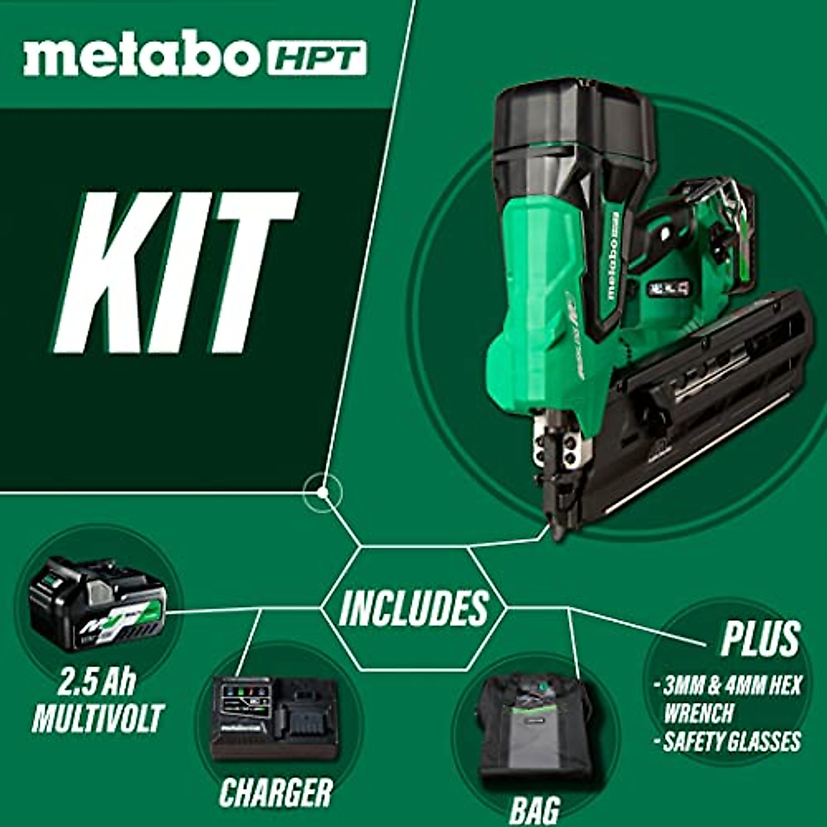 Metabo HPT 36V MultiVolt Cordless Framing Nailer | Uses 21 Degree Full Round Head Plastic Strip Nails | Includes Battery and Charger | NR3690DR