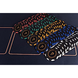 PLAYWUS Clay Poker Chips Set, Professional Poker Set with 300 Pcs 13 Gram Blank Chips, Cards, and Dice, Poker Set Aluminum Alloy Case for Texas Holdem, Blackjack Gambling