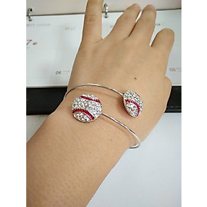 MANZHEN Adjustabe Baseball Softball Bangle Bracelet Cuff Wire Bangle Sports Charm Bangle Bracelets (1)