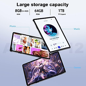 OUZRS Android Tablet 10 Inch, Android 12 Tablet with 8GB RAM 64GB ROM(1TB Expand), Dual Camera, WiFi Tablet, Bluetooth, GMS Certified, Computer Tablets-M15(Pink)