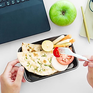 Teivio 35Pack 16oz Disposable Meal Prep Containers, Plastic Food Storage Containers with Lids, Leak proof, Microwave and Freezer Safe,for preparing lunch, snacks, salad or sandwiches (Black)