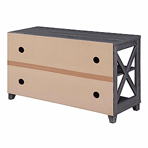 Convenience Concepts Oxford Deluxe 2 Drawer TV Stand with Shelves for TVs up to 55 Inches, Weathered Gray