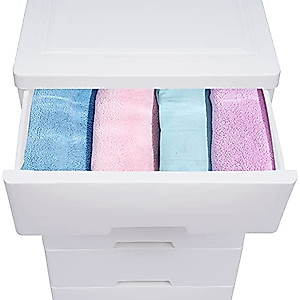 LOYALHEARTDY Plastic Drawers Dresser, Storage Cabinet with 5 Drawers, Closet Drawers Tall Dresser Organizer, Vertical Clothes Storage Tower for Clothes, Toys, Playroom, Bedroom Furniture, White