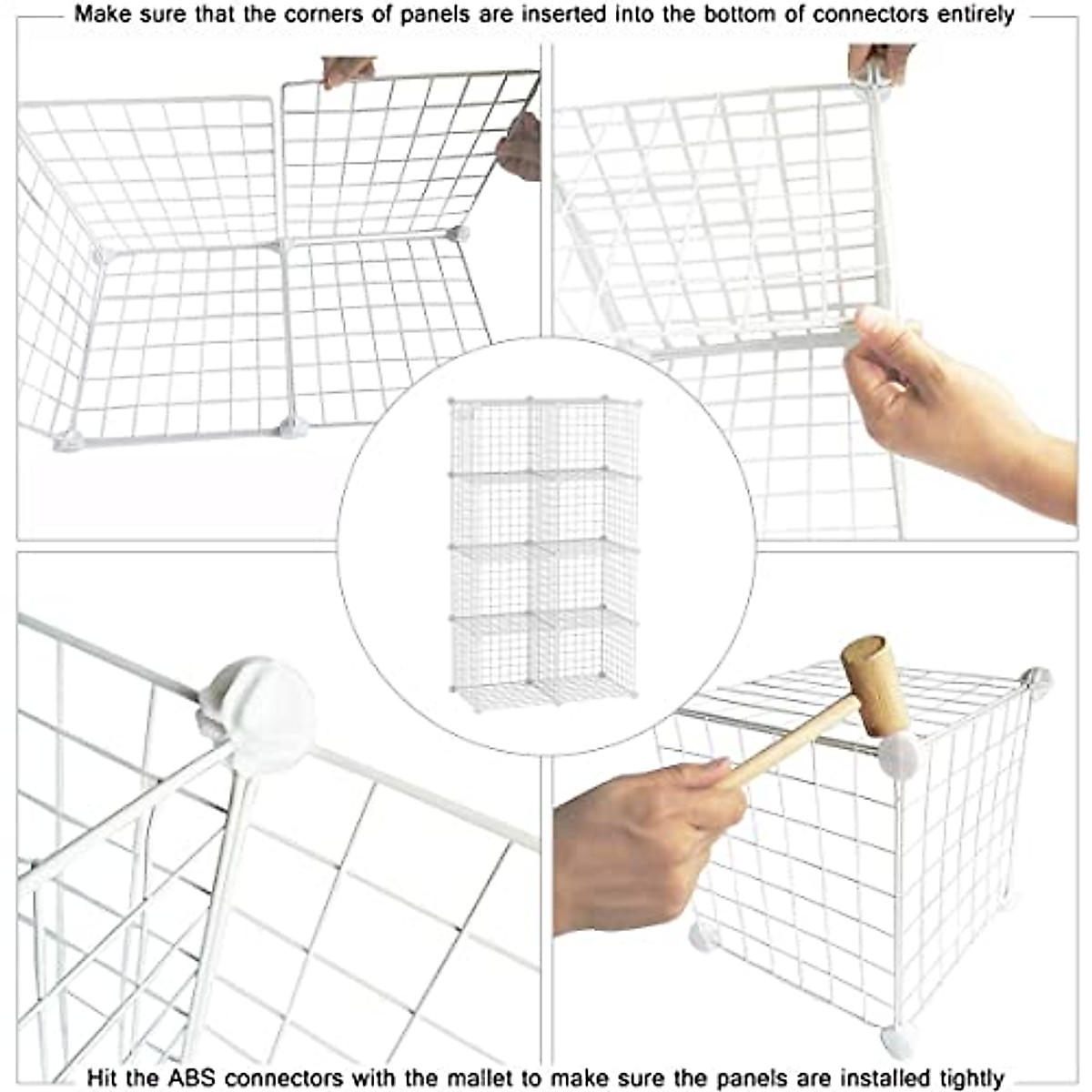 C&AHOME Wire Cube Storage, 8-Cube Organizer Metal C Grids Storage, Storage Bins Shelving, Modular Shelves, DIY Closet Cabinet Ideal for Living Room, Home, Office 24.8" L x 12.4" W x 48.4" H White