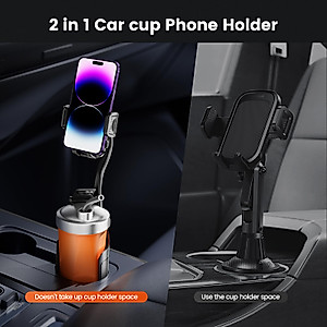toocki Cup Holder Phone Mount for Car, Universal 360° Adjustable Gooseneck Cell Phone Cup Holder Expander for Medium-Sized Vehicles Truck Compatible with iPhone Samsung & All Smartphones