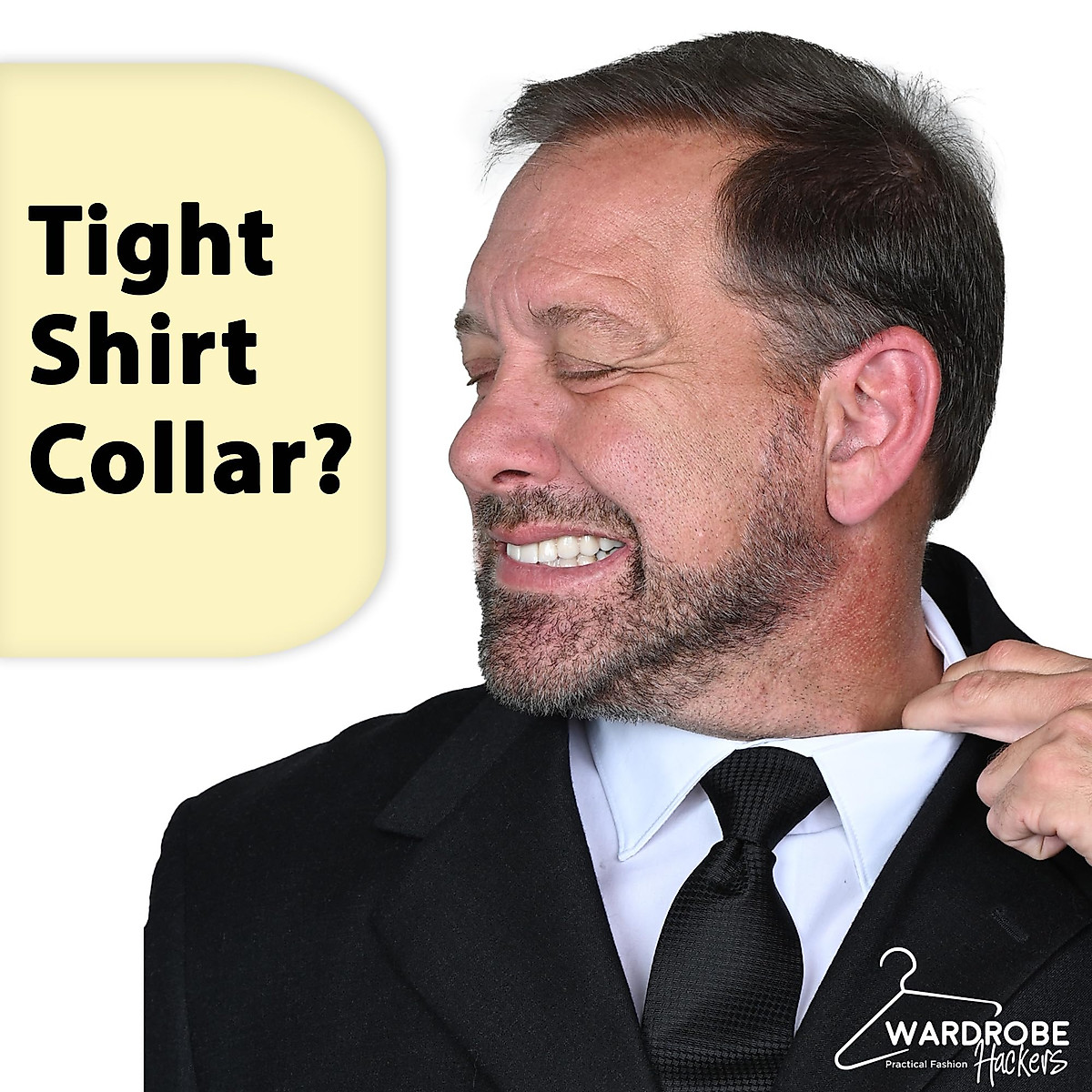 Wardrobe Hackers Collar Extenders for Mens Shirts (Soft Elastic Design 3-Pack) Neck Relief for Tight Collars for Dress Shirts - White Button Expanders