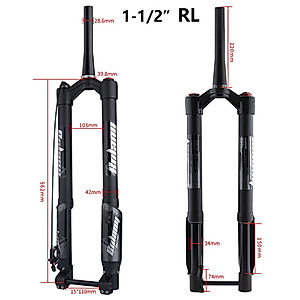LHHL Bicycles Inverted Fork 26 27.5 29er Bike Air Suspension Fork Travel 140mm 1-1/2"Tapered Remote Lockout Boost Thru Axle 15×110mm Rebound Adjustment Fit XC Mountain Bike