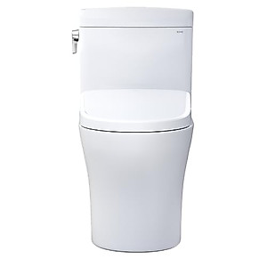 TOTO WASHLET+ Aquia IV Cube Two-Piece Elongated Dual Flush 1.28 and 0.9 GPF Toilet with S7 Contemporary Bidet Seat, Cotton White - MW4364726CEMFGN#01