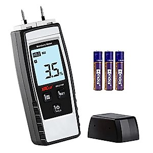 Wood Moisture Meter with Backlight, Digital Moisture Detector Meter Tester for Firewood Moisture Cement Mortar, Humidity Damp Meter for Wood, Timber Water Content Detector Gray