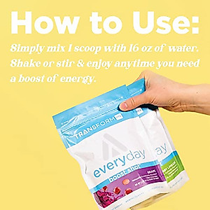 TransformHQ Boost Shot Powder Drink Stick Packets, Orange Blast, 7 Pack, Energy Supplements for Women & Men, with Caffeine, Vitamin B12, B9, B6 & B3