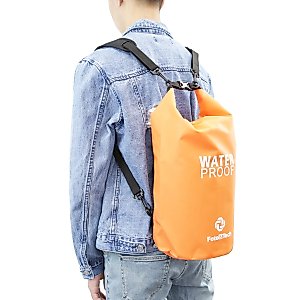 Foto&Tech Orange 10LT Waterproof Dry Bag Roll Top Dry Compression Sack Floating Dry Gear Bag Storm Sack+Backpack Style Padded Shoulder Straps for Kayaking/Boating/Beach/Rafting/Hiking/Camping/Fishing