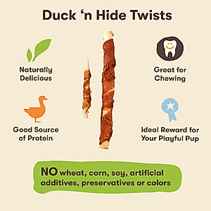 Pet 'n Shape Duck 'n Hide Twists - Duck Wrapped Rawhide Natural Dog Treats, Small, 1 Pound (Pack of 1)