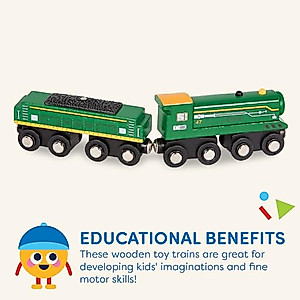 Battat – Classic Trains – 6Pc Wooden Railroad Set – Magnetic Toy Trains – Train Engines & Cars – 3 Years + – Wooden Locomotives & Freight Cars