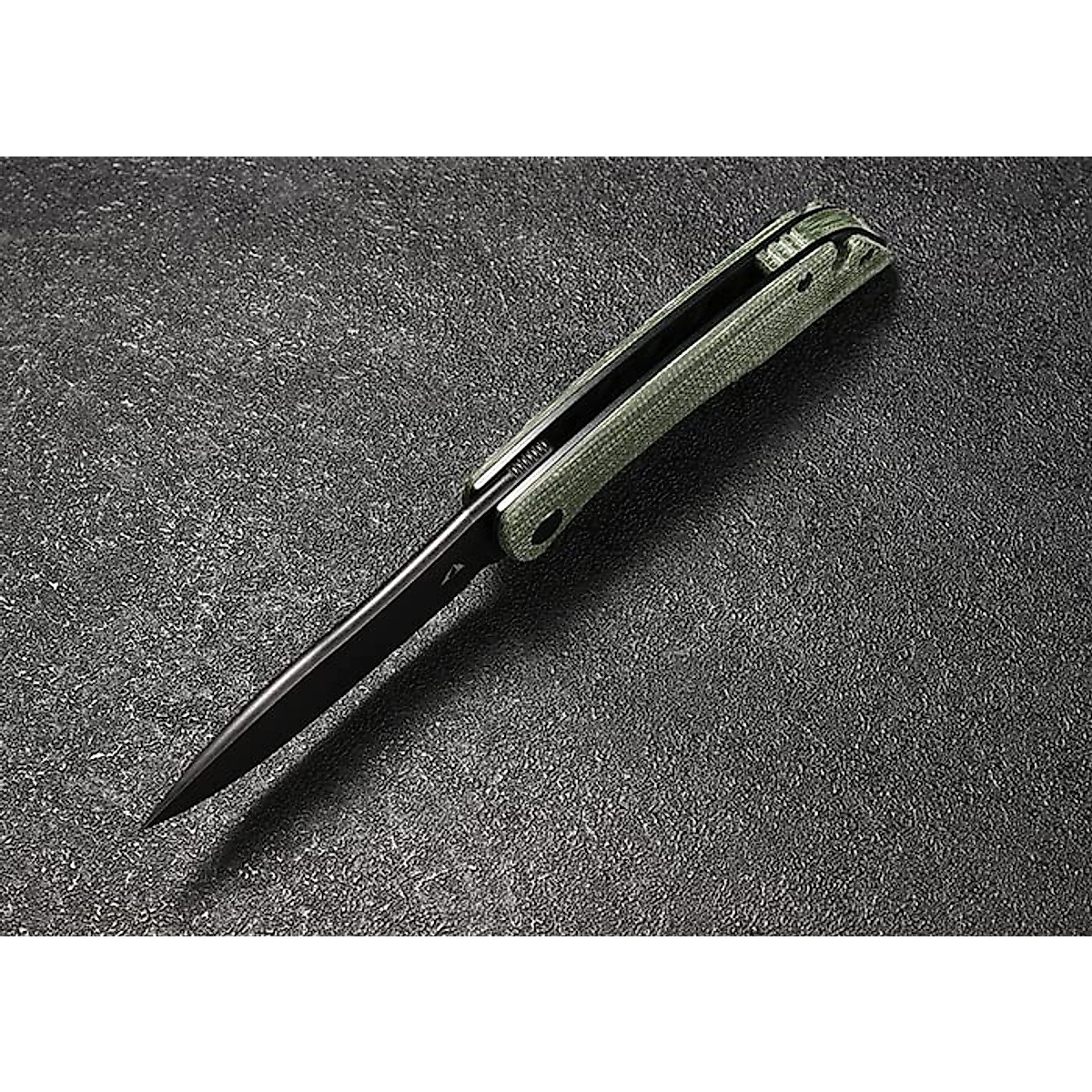 CMB Made Knives 3"Blaze Black D2 Liner Lock Flipper Folding Pocket Knife Green Micarta Handle Camping EDC CMB-06G (Green)