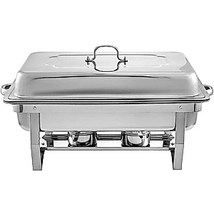 UZOURI Stainless Steel Chafing Dish Sets 2 Pieces, Chafing Dish Set Food Warmer Buffet with Folding Frame Food Pans, for Catering Buffet Warmer Tray Dining(Size:Single Grid) (Single Grid)