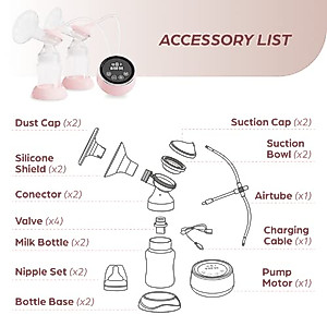 Smart Mommy Electric Breast Pump, High-Definition LCD- Portable Breast Pump, Backflow Design, 2 Modes Pumps and 9 Levels- Extractor De Leche Materna Electrico- BPA Free, Double-Pink