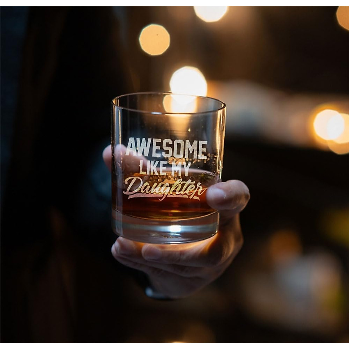 MINIVINE Gifts for Dad from Daughter - Christmas Gifts for Dad - Funny Gifts for Dads, Dad Gifts, Best Dad Birthday Gift, 10oz Whiskey Rock Glass (Awesome Like My Daughter)