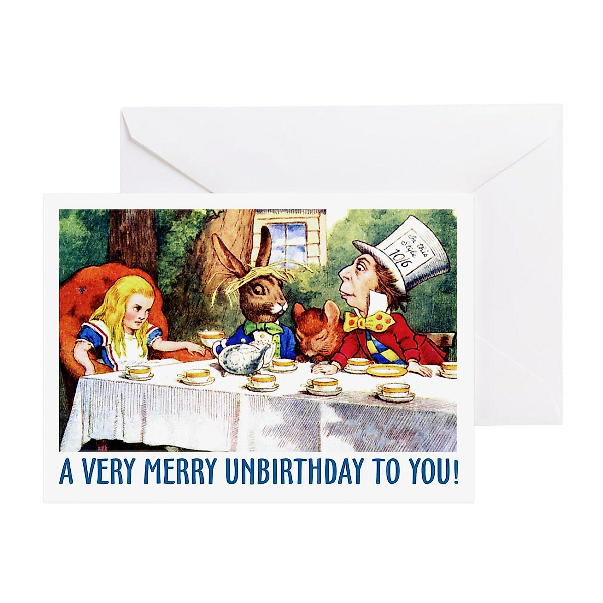 CafePress A Very Merry Unbirthday! Folded Greeting Card Matte