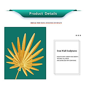 samanoya Iron Wall Sculptures,Metal Round Room Decor and Home Decor with Hanging Leaf Gingko Ornaments Great for Bedroom Hotel Wall Decoration (Gold（Round Square Suit）)