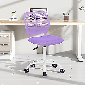 FurnitureR Students Cute Desk Chair, Low-Back Armless Swivel Seating with Lumbar Support Height Adjustable for Teens Boys Girls Youth Study Writing Task in Home Bedroom School, Purple
