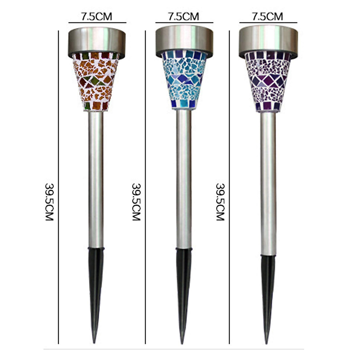 iFCOW Pathway Landscape Lighting, Solar Mosaic Garden Lights 3pcs Waterproof Mosaic LED Garden Light for Outdoor Christmas Garden Home Decoration