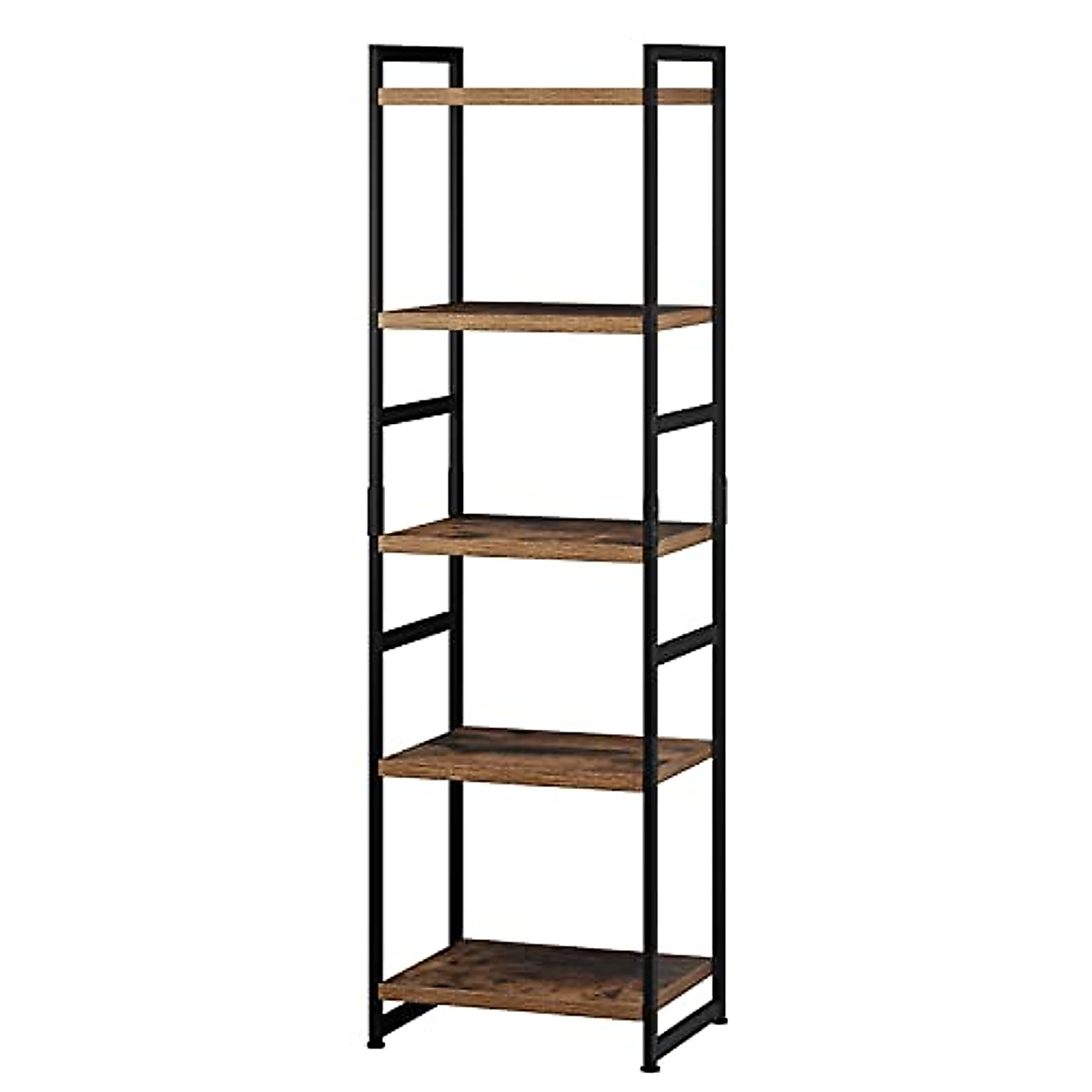 5 Tier Shelf Organizer, Open Display Storage Bookshelf Corner Plant Flower Stand for Home Office, Rustic Brown