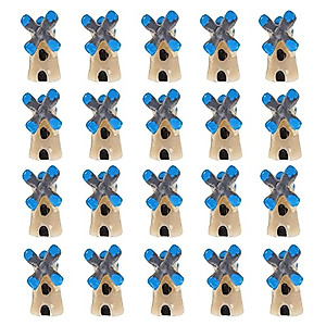 ARTIBETTER 20Pcs Miniature Windmill Figurines Fairy Garden House Mini Resin House Flower Pot Plant Home Decor Bonsai Micro Landscape Figurines Ornament