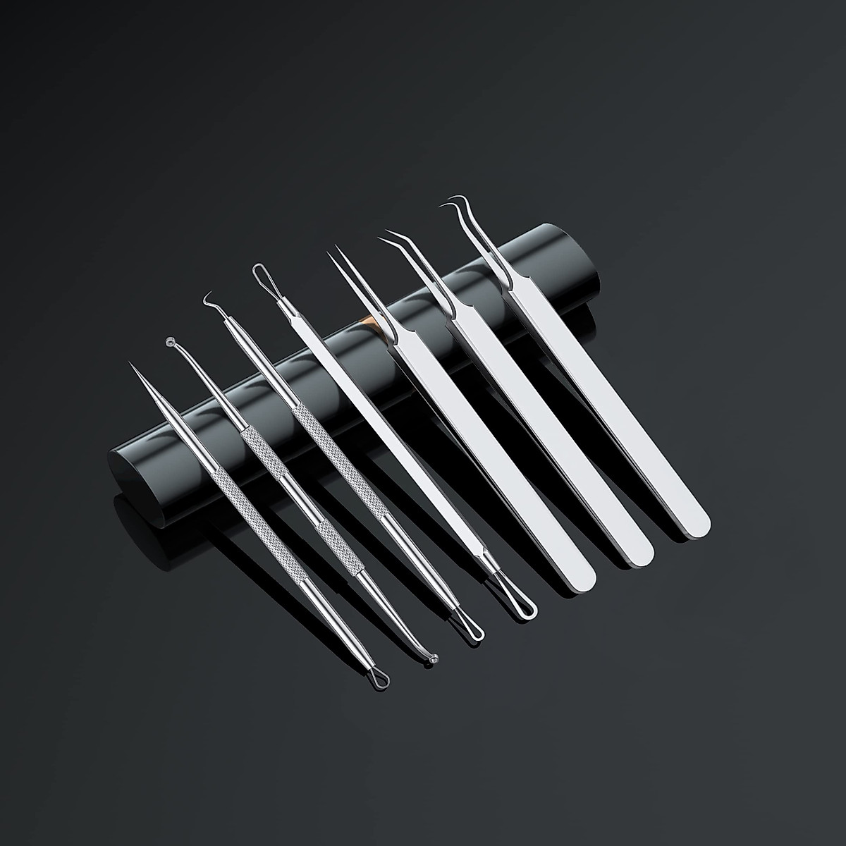 Xesscare Pimple Popper Tool Kit 7 Pcs Blackhead Remover Tool Comedones Tweezers Acne Extractor Blemish Whitehead Removal Tool for Facial, Nose and Forehead (Silver)