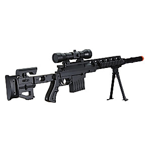 Goldenball CQB Spring ABS Airsoft Tactical Sniper Rifle Gun with Folding Stock + Flashlight + Bipod