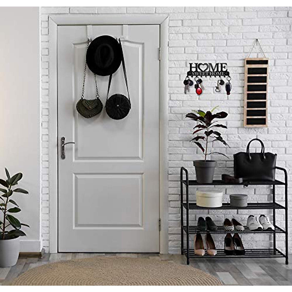 SirHoldeer Key Rack for Wall, Black Key Holder for Wall Decorative, Metal Wall Decor for Office, Hallway, Entryway, Key Hooks Hanging Keys, Small Key Hanger for Wall, Farmhouse Home Sweet Home Sign