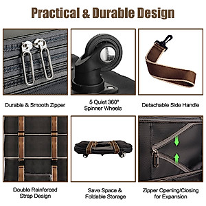 ELDA Expandable Foldable Luggage Suitcase Large Capacity Duffel Bag with Wheels Lightweight Collapsible Rolling Travel Suitcases for Men Women