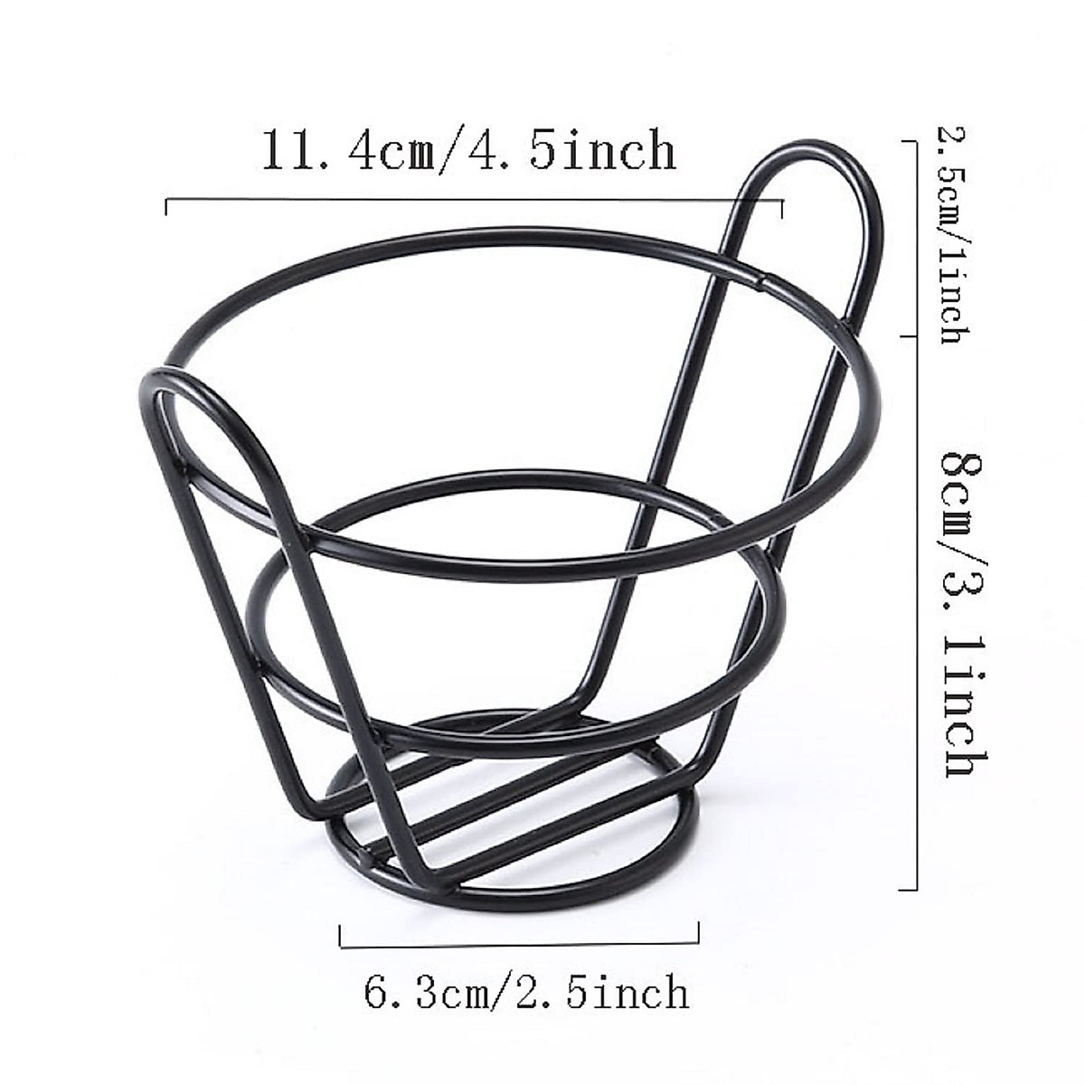 MIAO JIN 2Pcs French Fries Stand Cone Basket Fry Holder Metal Cone Snack Fried Chicken Display Rack Wire Stands for Kitchen Restaurant Party Supplies (Black)