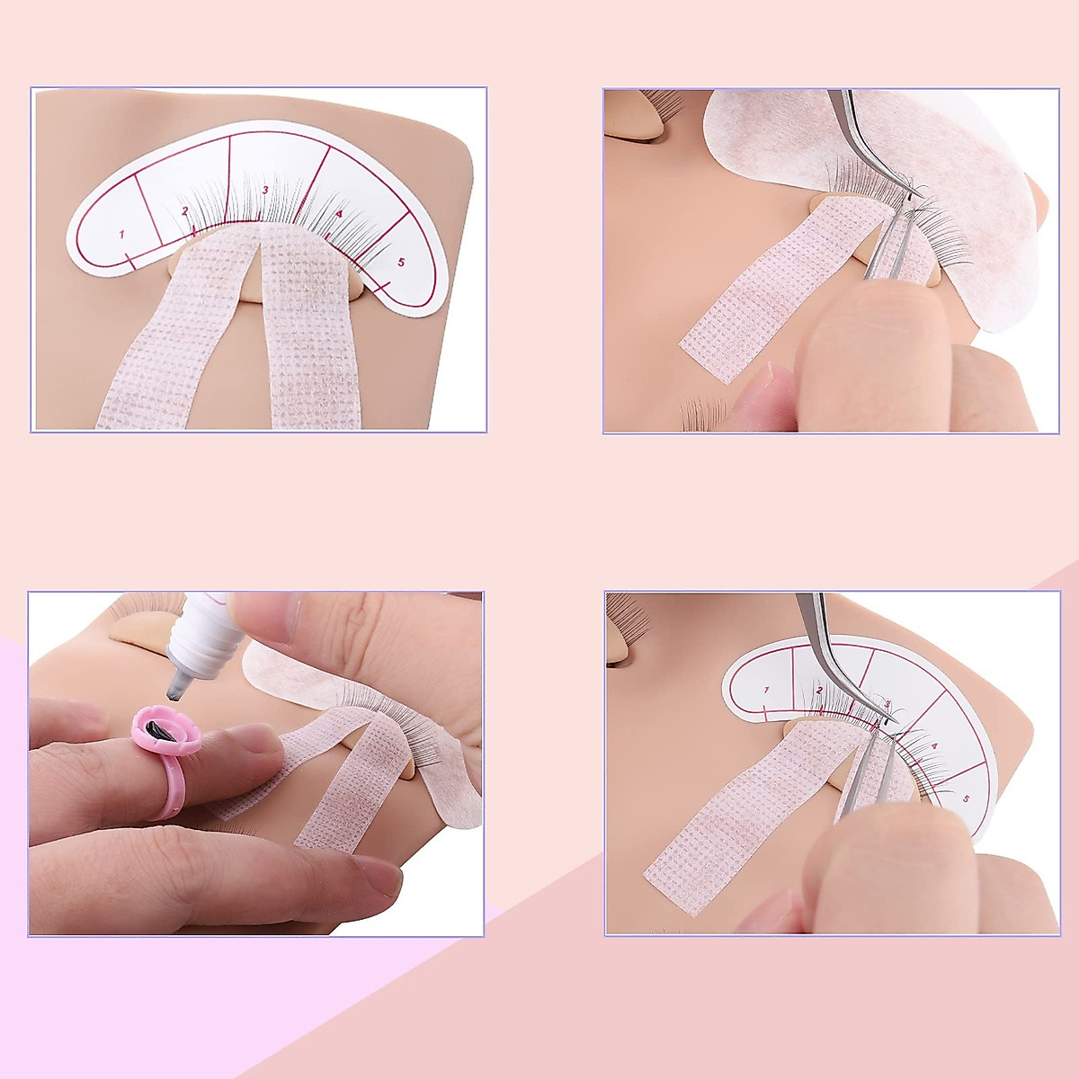 Embagol Lash Practice Kit For Beginners Professional Lash Mannequin Head With Replacement Eyelids, Glue Rings, Lash Glue Remover Tweezer Eyelash Extensions Training School Supplies