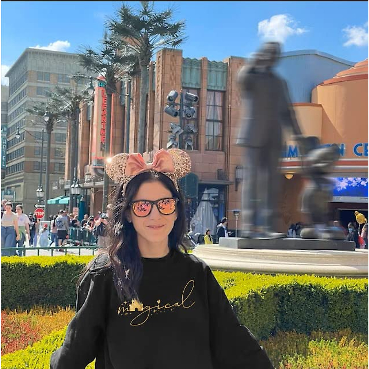 UNIQUENOE Magic Kingdom Sweatshirts for Women Magical Tshirt Family Vacation Tee Castle Graphic Long Sleeve Tops Black