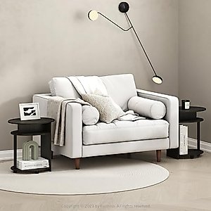 Furinno JAYA Simple Design Oval End Table Set of 2, Walnut,
