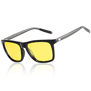 DUCO Night Driving Glasses for Headlight Anti-glare Night Vision Glasses With Yellow Lenses 3029 (Black)