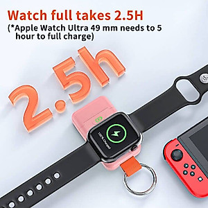 Portable Wireless Charger for Apple Watch,HUOTO iWatch Charger 1400mAh Smart Keychain Power Bank,Portable Magnetic iWatch Charger for Apple Watch Series 9/8/7/6/SE/5/4/3/2/1/UItra/UItra 2