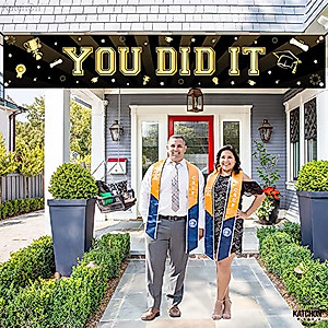 KatchOn, You Did It Banner - XtraLarge, 120x20 Inch | Graduation Yard Sign, Black and Gold 2023 Graduation Decorations | Graduation Banner | Graduation Backdrop, Graduation Decorations Class of 2023
