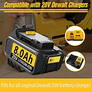 Blawhi 2-Pack 20V 8Ah Batteries Replacement for DeWalt 20V Battery, Compatible with Dewalt Battery 20v DCB200 DCB203 DCB204 DCB210 and Cordless Power Tools with Led Indicator