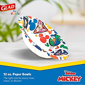 Glad for Kids Disney Mickey and Friends 12oz Paper Bowls| Disney Mickey Mouse Paper Bowls, Kids Bowls| Kid-Friendly Paper Bowls for Everyday Use, 12oz Paper Bowls 40 Ct