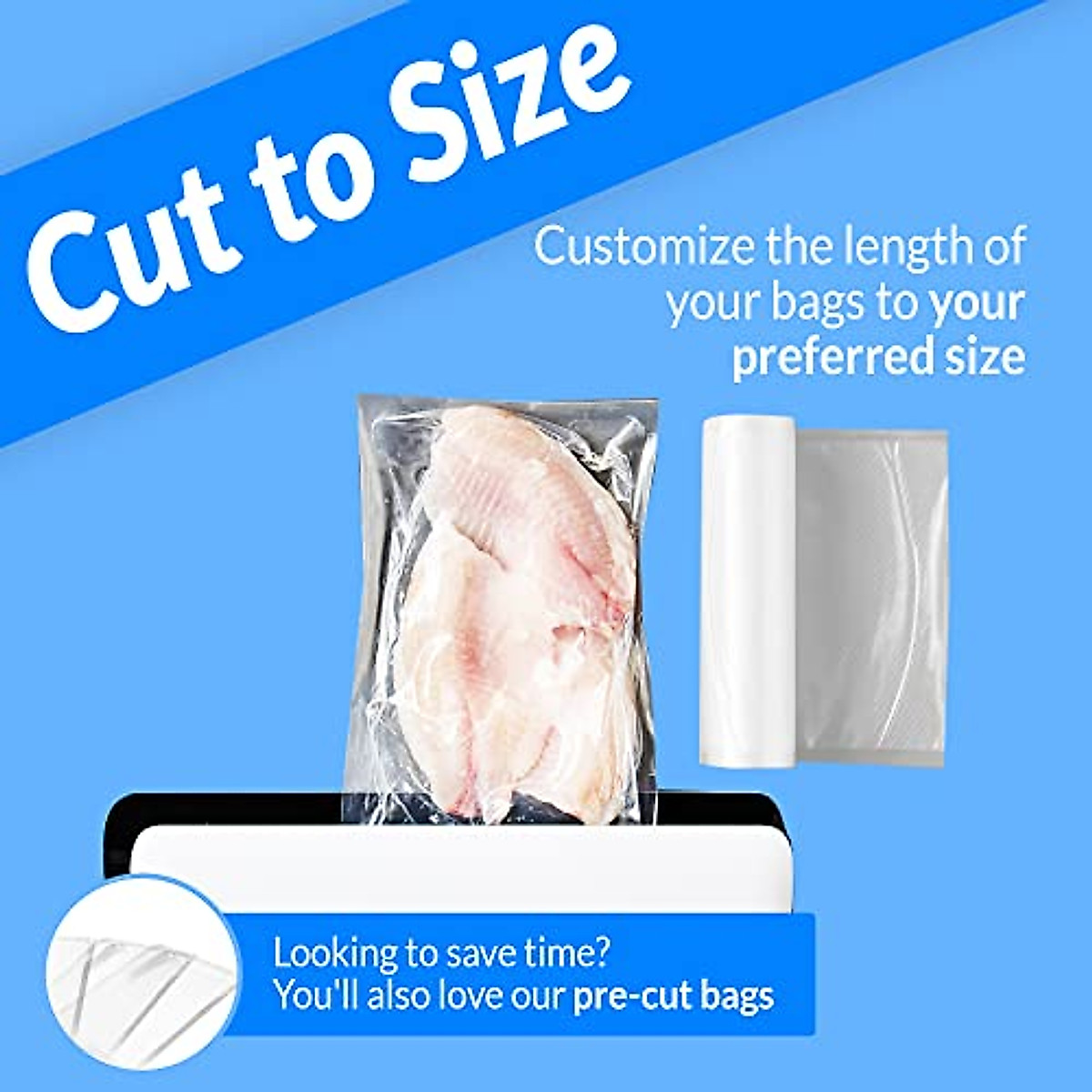 Reli. Vacuum Sealer Bags - 4 Rolls of 8"x50' | 4 Rolls Bulk - 200ft Total | Vacuum Sealer Rolls 8inx50ft for Food | BPA Free, Cut to Size | Vacuum Sealer Bags for Food, Sous Vide, Storage/Prep | Clear
