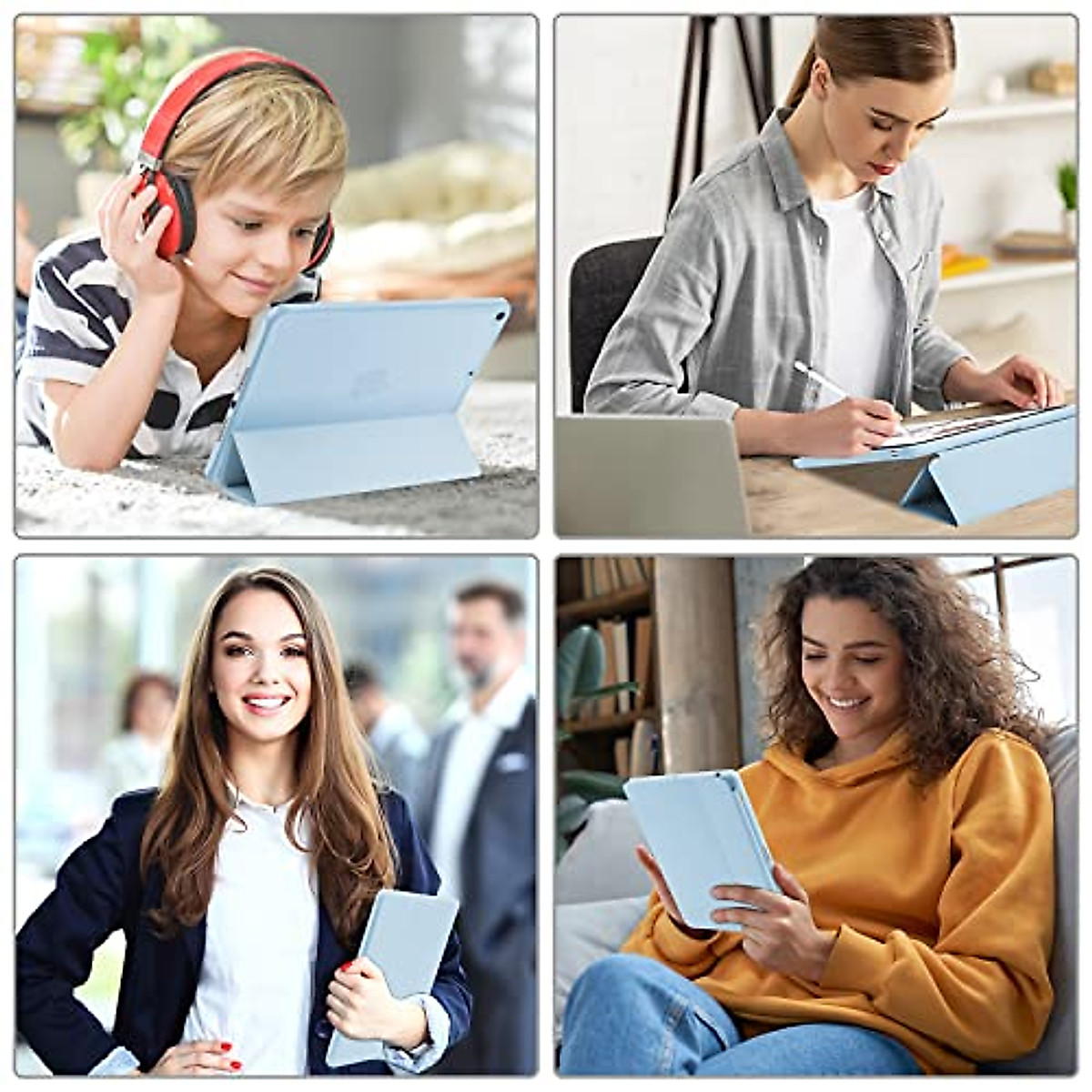 ProCase Smart Case for iPad 10.2 iPad 9th Generation 2021/ iPad 8th Generation 2020/ iPad 7th Generation 2019 Case with Pencil Holder, Trifold Stand Hard Frosted Back Cover for iPad 10.2" -SkyBlue