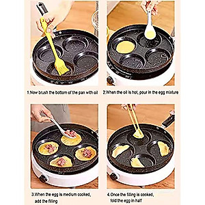 Lchkrep Four-cup egg pan, medical stone non-stick frying pan, Multi Egg Frying Pan, Compatible with all heat sources (3-inch eggs)