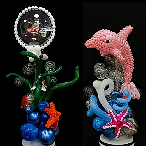 Small Clear Balloons, 100pcs Mini Bubble BoBo Balloons Latex Free Tiny Crystal Tranparent Balloons for Mermaid/Shark/Baby Shower/Under the Sea/Birthday Party Decor