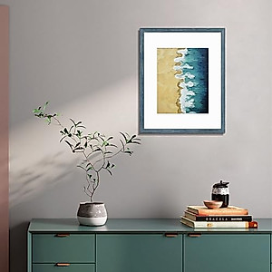 Frametory, 16x20 Picture Frame with Mat for 11x14 Photo - High Definition Glass Wide Molding - Preinstalled Wall Mounting Hardware (Blue, 1 Pack)