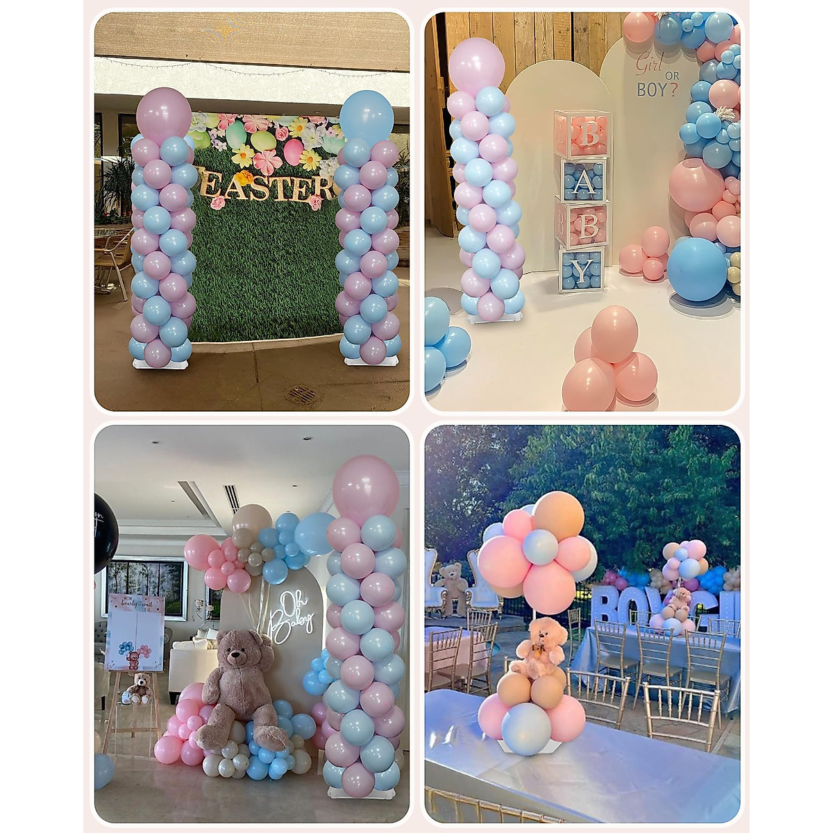 YALLOVE Balloon Column Stand, Set of 2 Balloon Stand with 10 Inch Latex Balloons