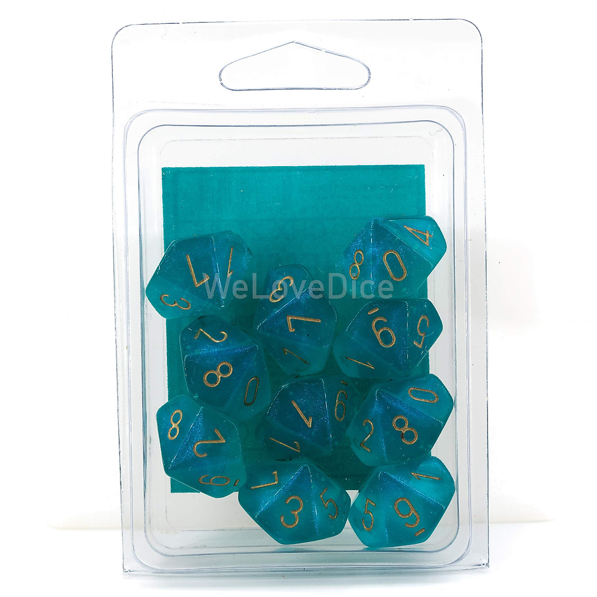 Borealis Teal/Gold Luminary Set of Ten d10s (27385)