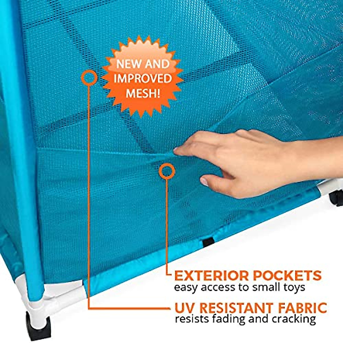 KITLIFE Pool Storage Bin, Pool Toy Storage Cart, Durable UV Resistant Fabric Resists Fading and Cracking, Medium Size 36 x 36 x 24, Bonus Mesh Bag Included Teal